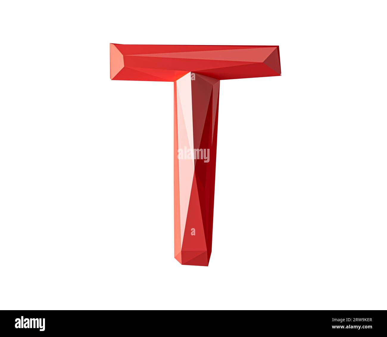 Letters made of low poly red material. 3d illustration of simple ...