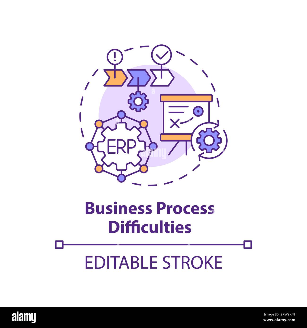 2D business process difficulties line icon concept Stock Vector Image ...