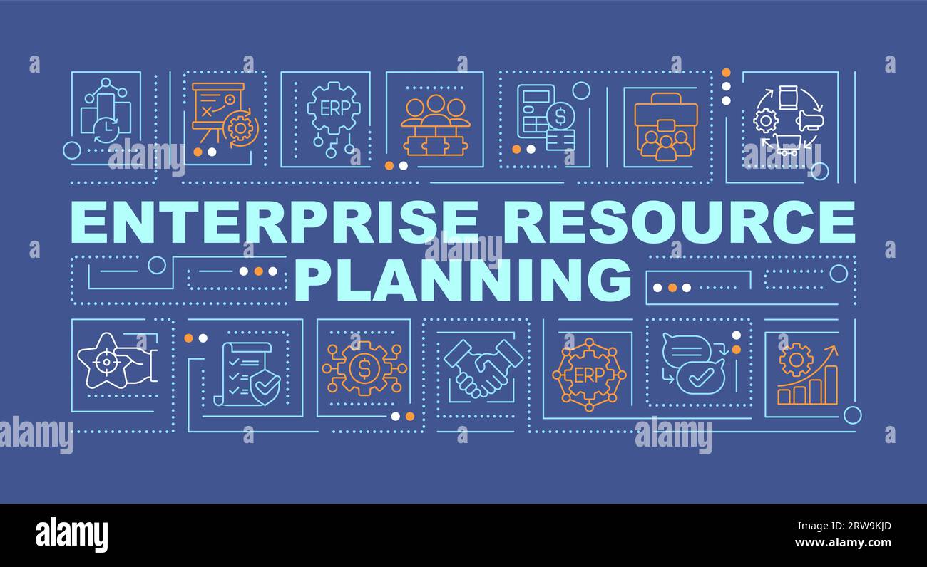 Enterprise resource planning text with line icons Stock Vector Image ...