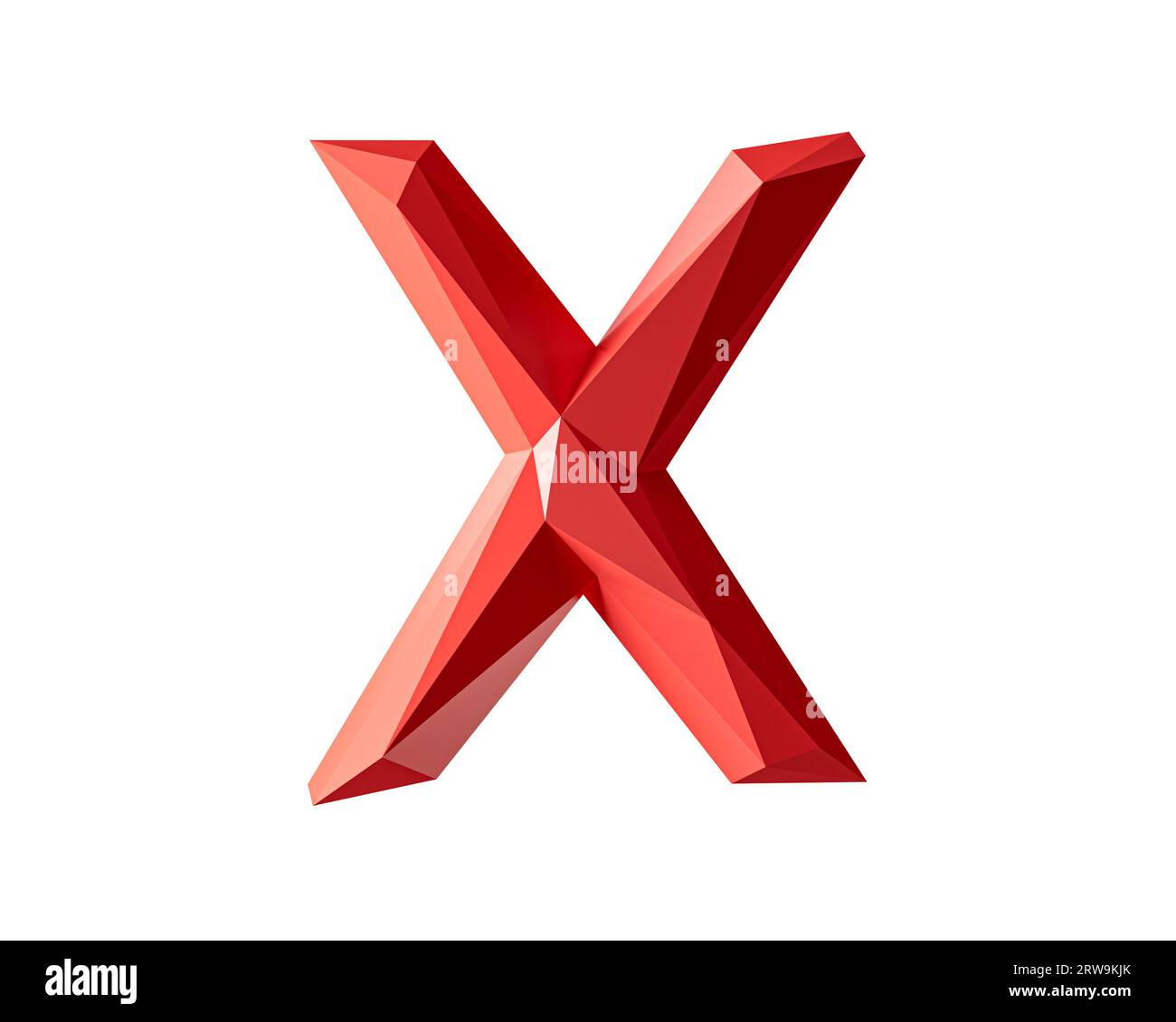 Letters made of low poly red material. 3d illustration of simple ...