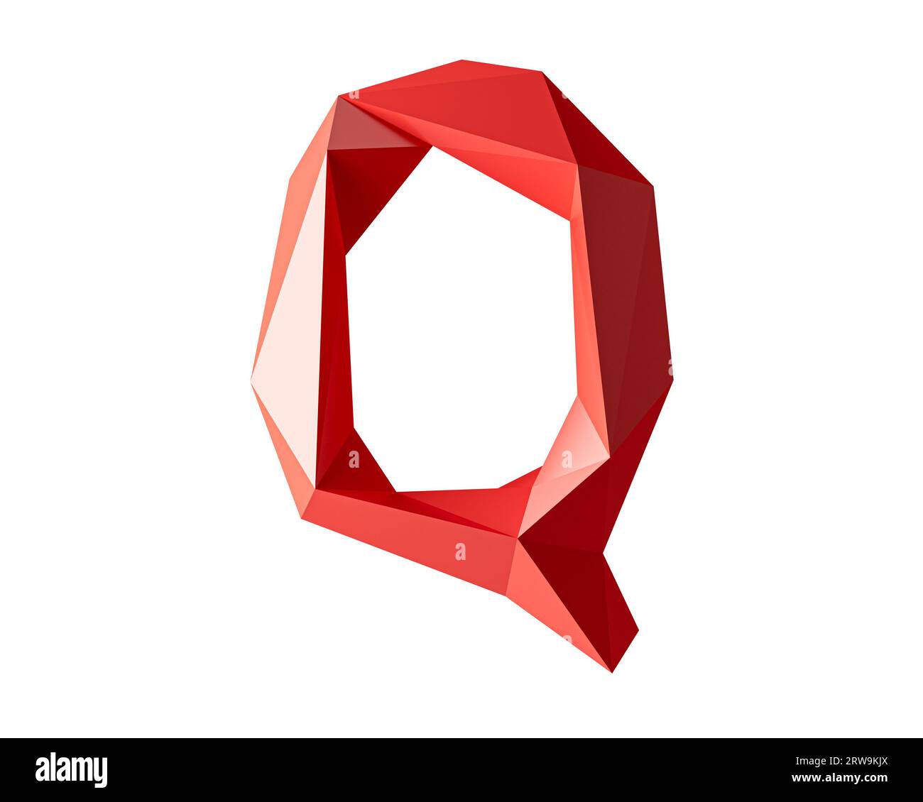 Letters made of low poly red material. 3d illustration of simple ...