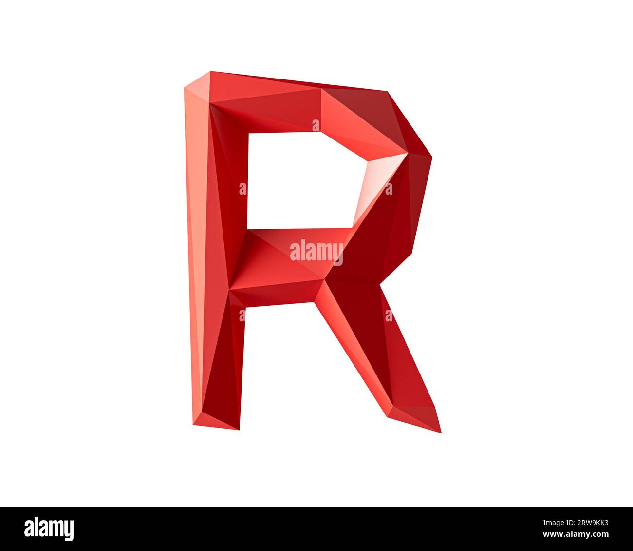 Letters made of low poly red material. 3d illustration of simple ...
