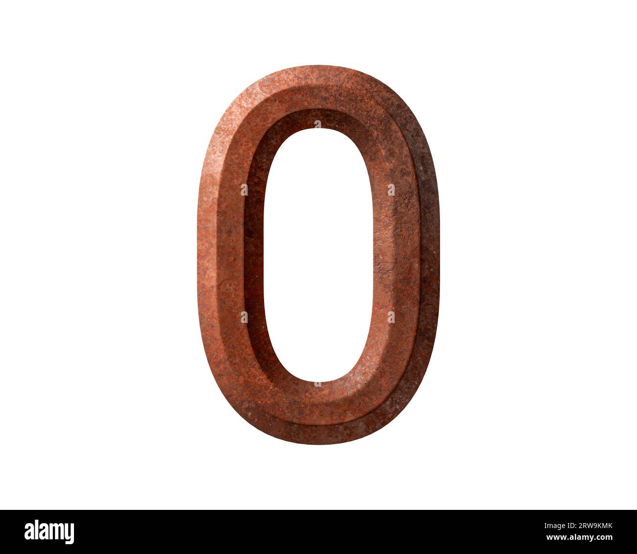 Digit made of rusty metal. 3d illustration of rusty number isolated on ...