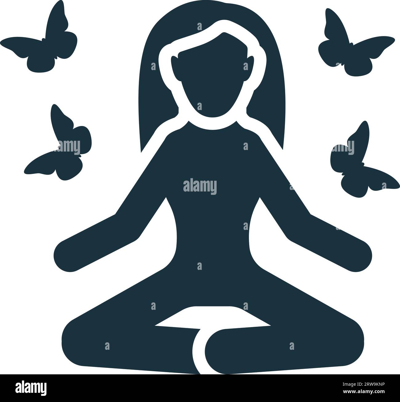 Meditation icon. Monochrome simple sign from mental health collection ...