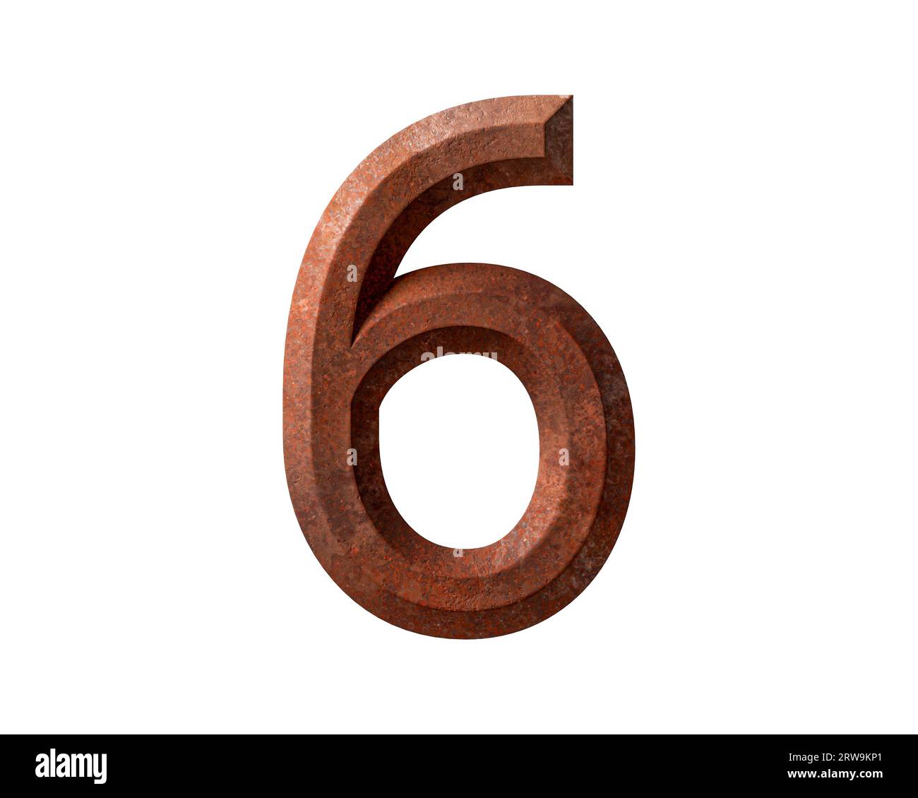 Digit made of rusty metal. 3d illustration of rusty number isolated on ...