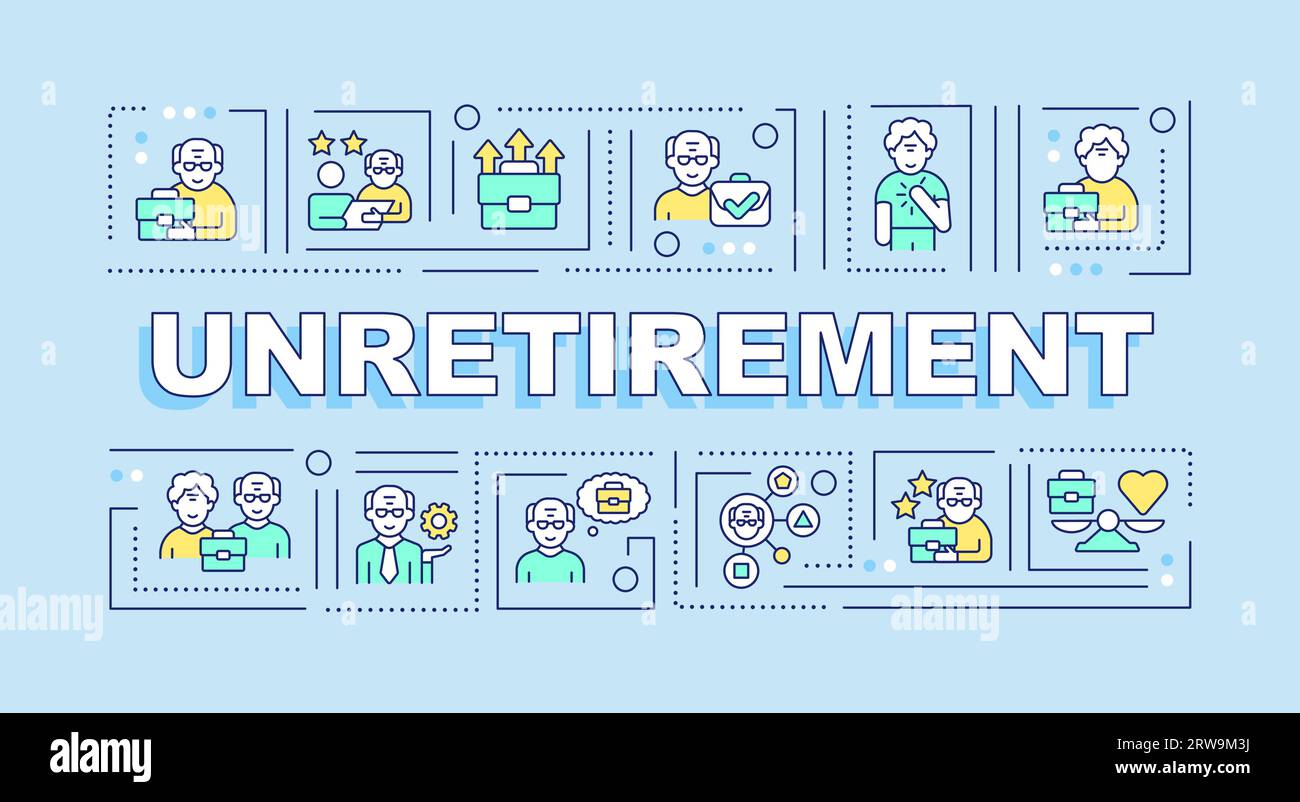 Unretirement text with multicolor thin line icons Stock Vector Image ...