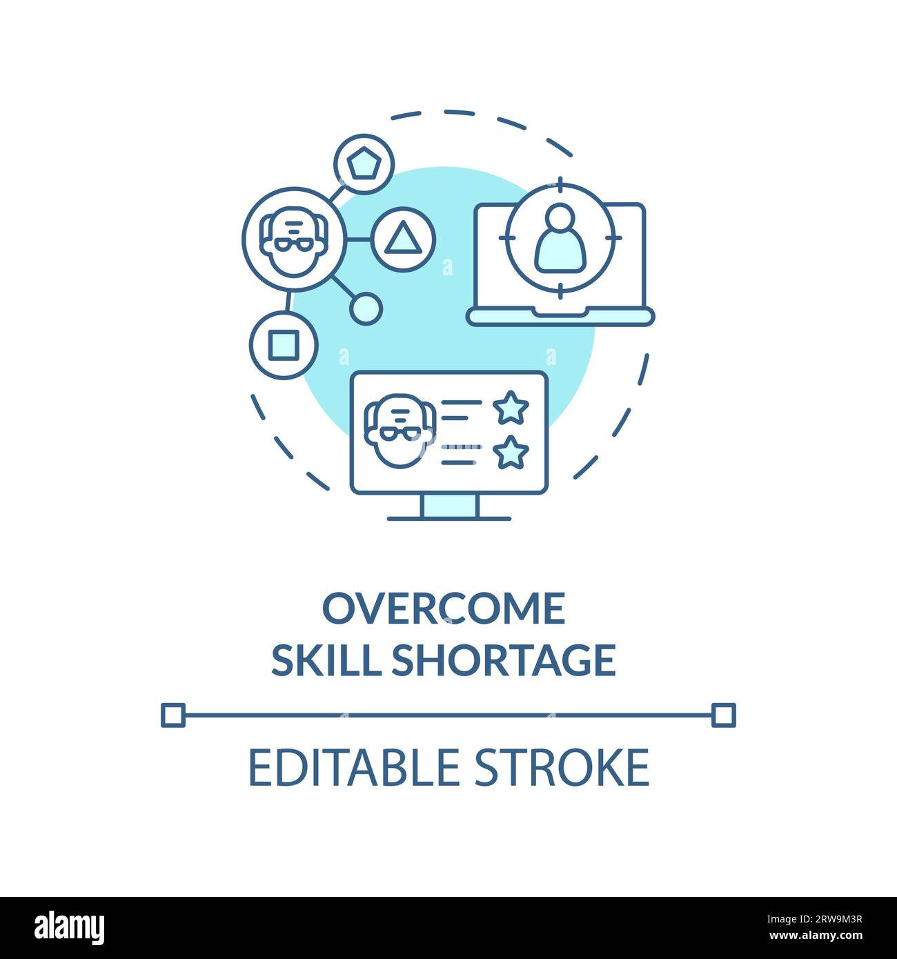 2D customizable overcome skill shortage blue icon concept Stock Vector ...