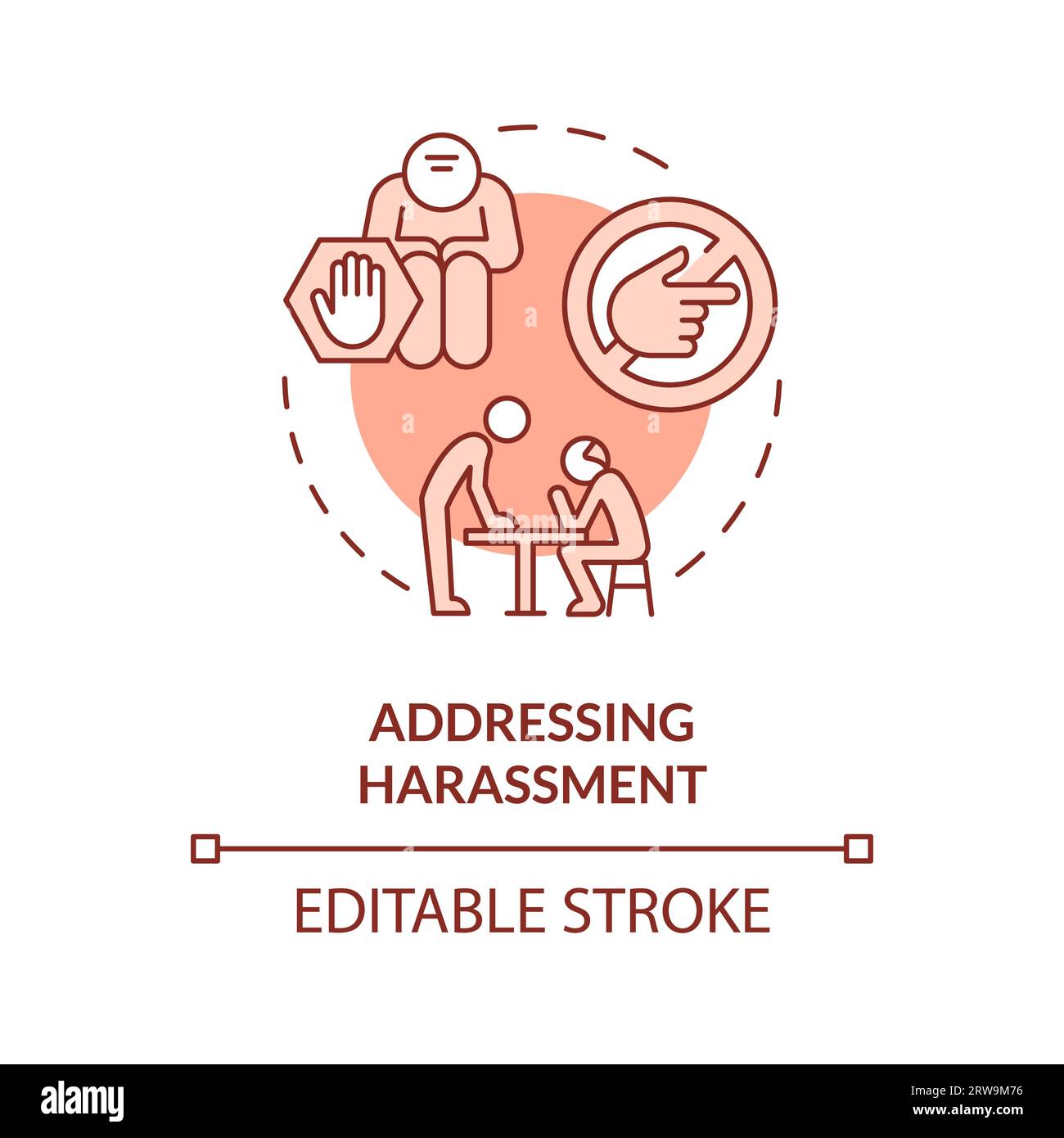 2D customizable addressing harassment red icon concept Stock Vector ...