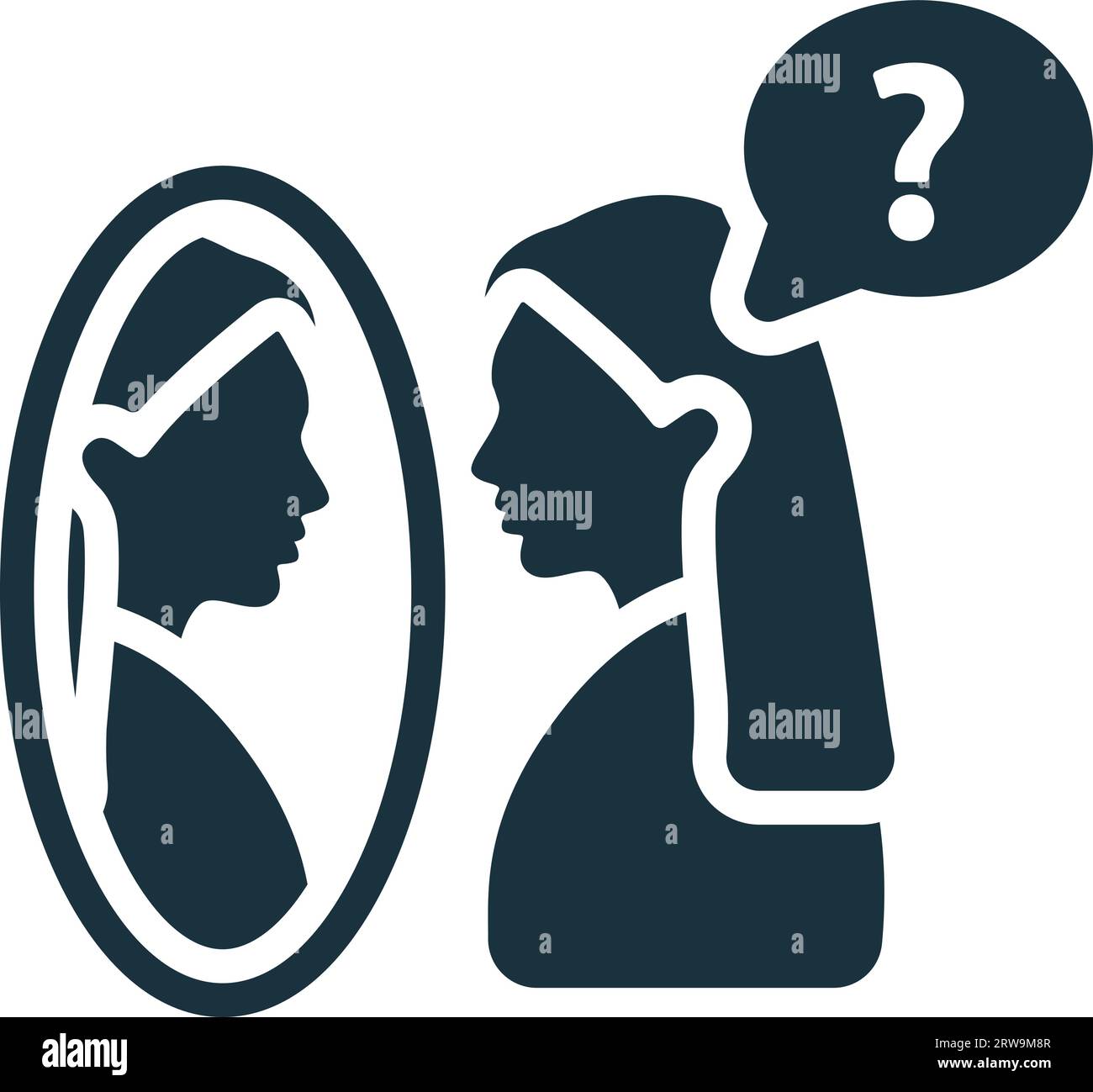 Self-reflection icon. Monochrome simple sign from mental health ...