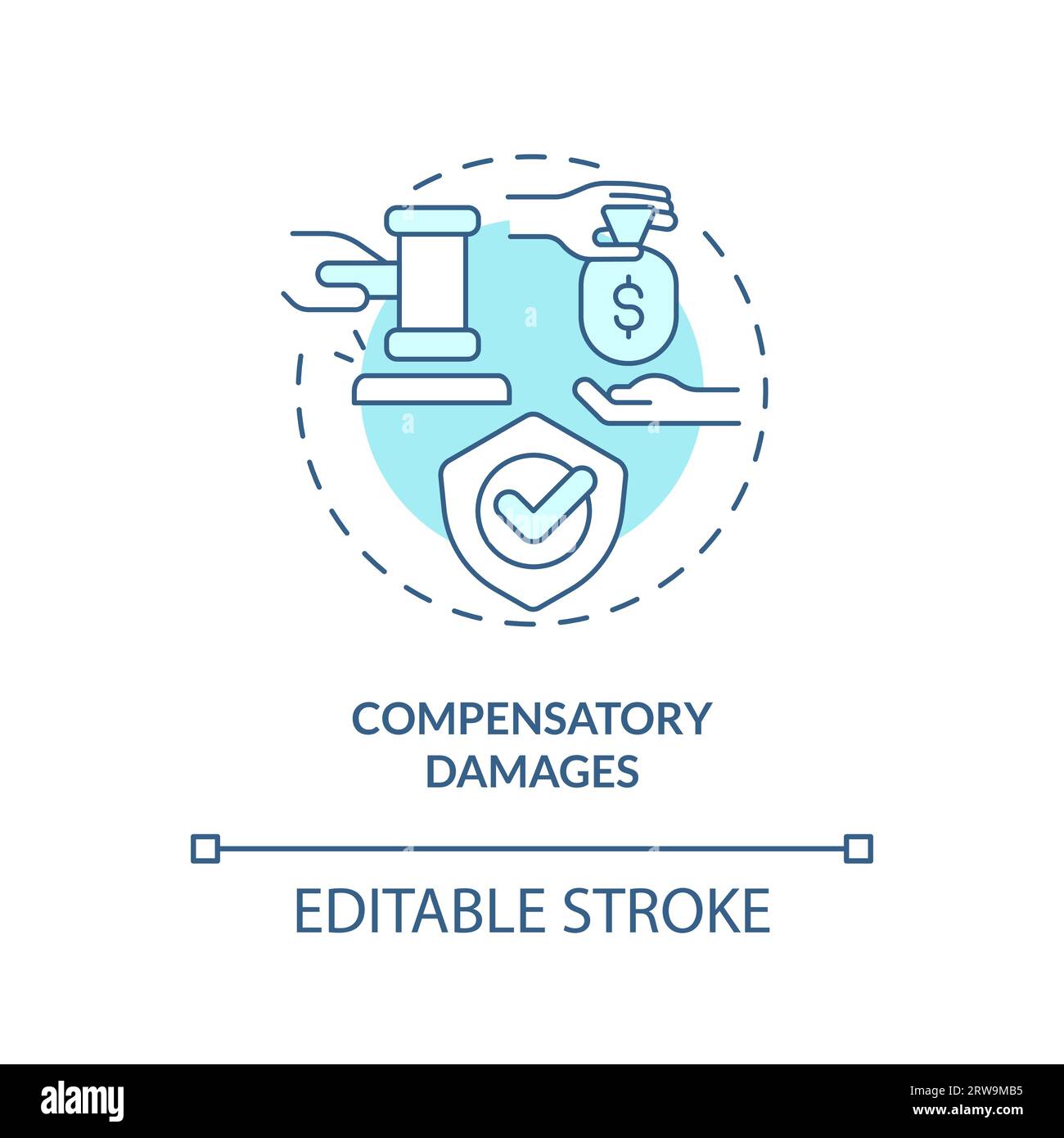 2D compensatory damages blue line icon concept Stock Vector Image & Art ...