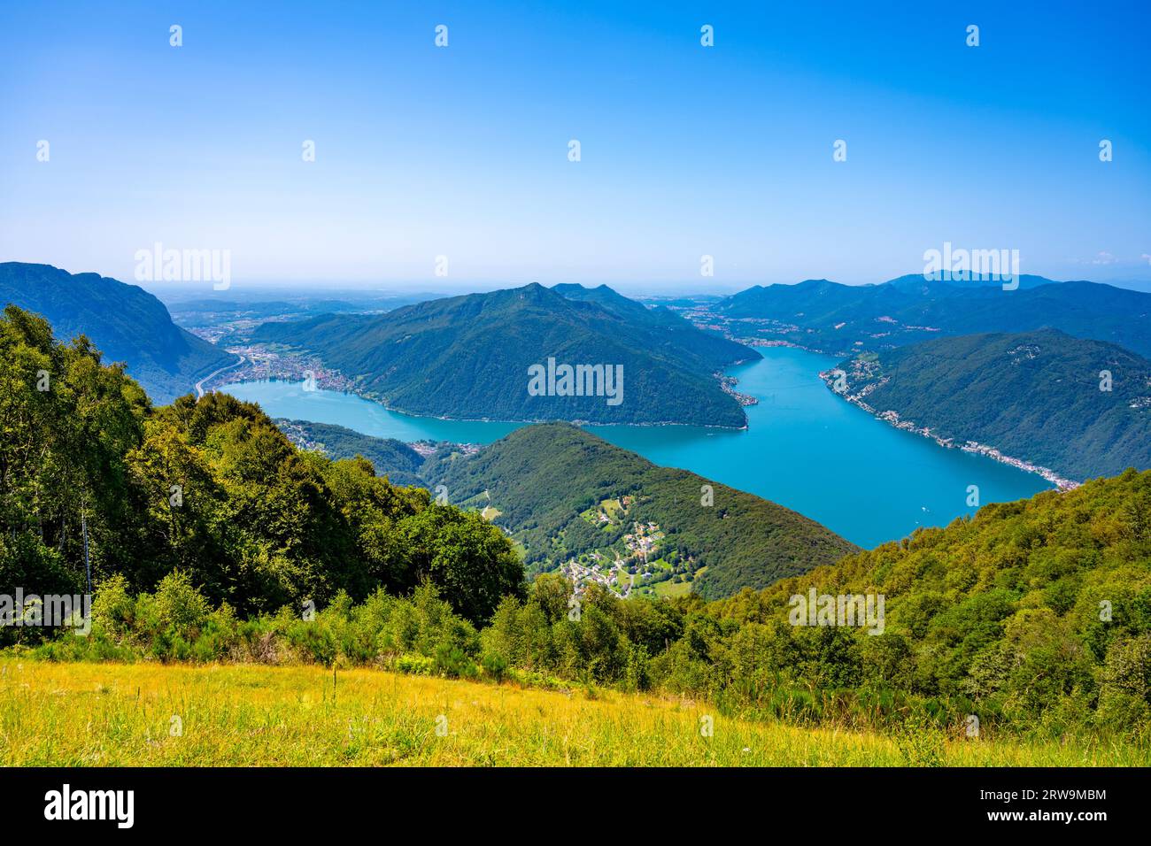 Lugano Lake, Italian: Lago di Lugano. Lookout from Balcony of Italy on ...