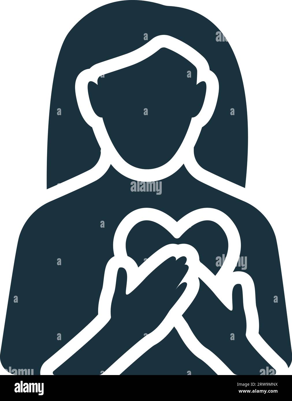 Self-compassion icon. Monochrome simple sign from mental health ...