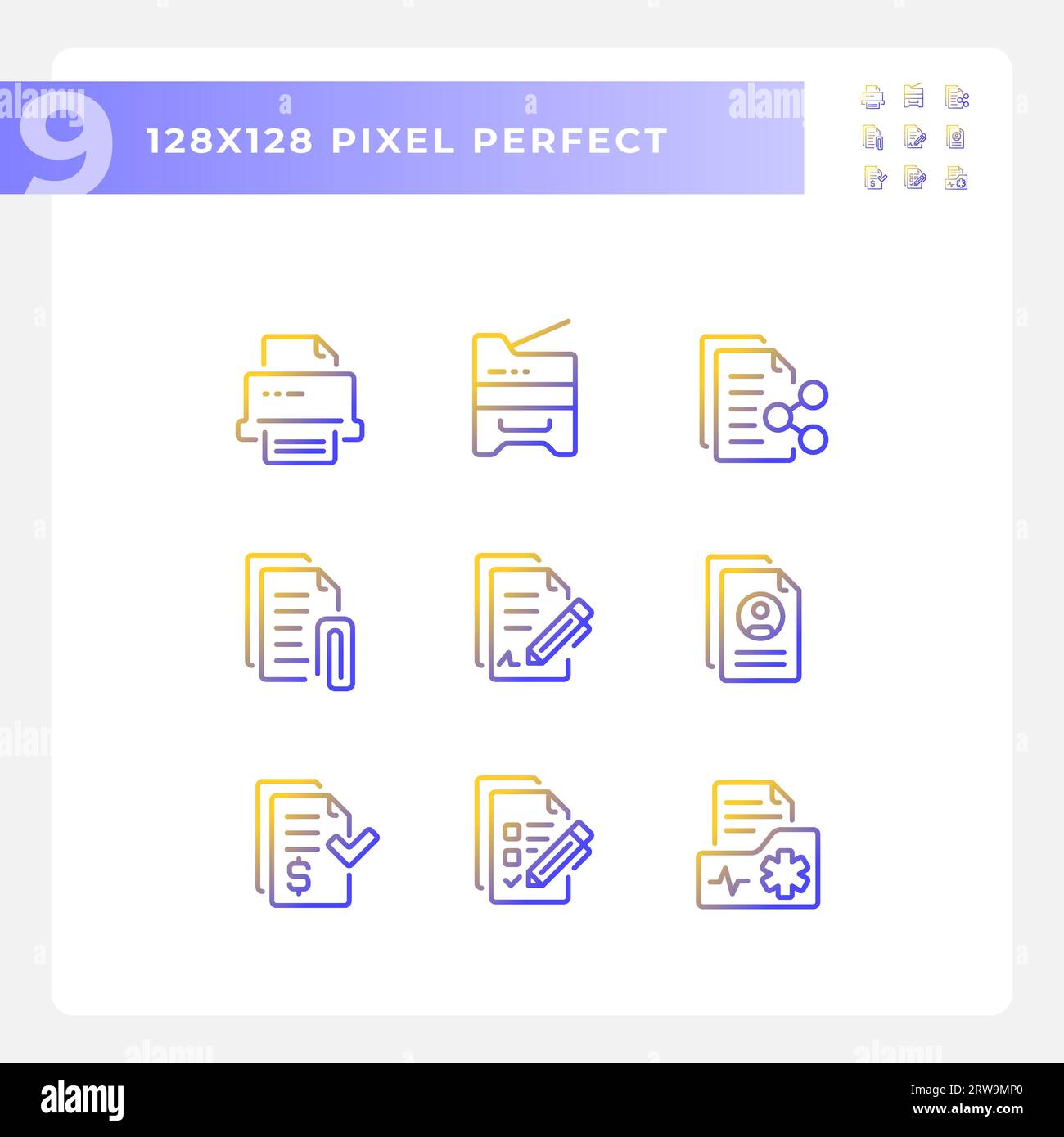 2D pixel perfect gradient document icons Stock Vector Image & Art - Alamy