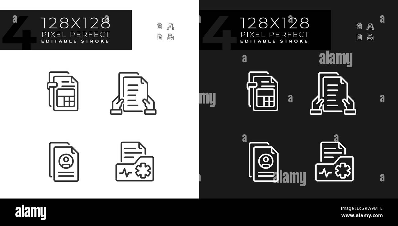 Editable pixel perfect document icons set Stock Vector Image & Art - Alamy
