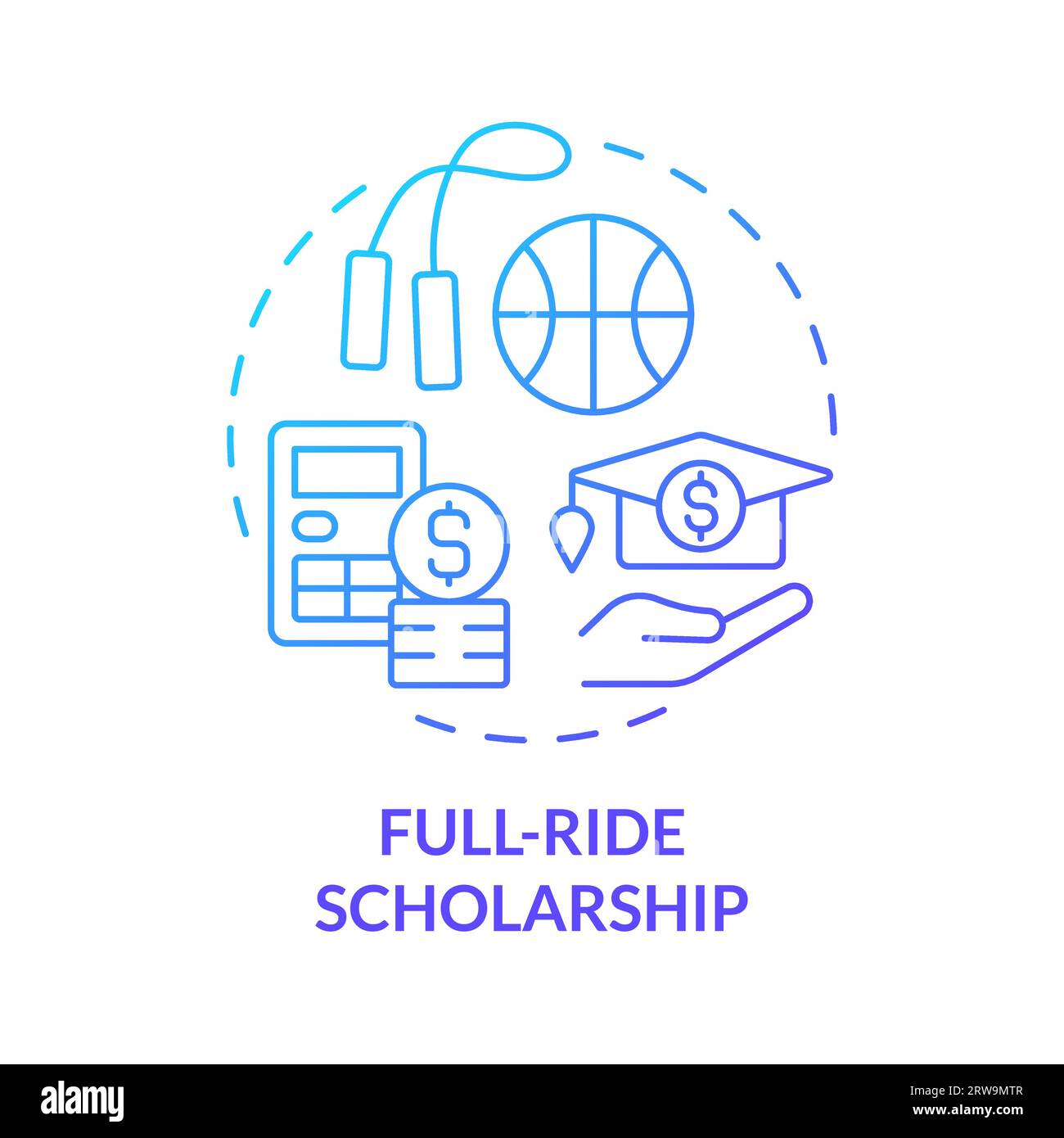 2D full-ride scholarship gradient thin line icon concept Stock Vector ...