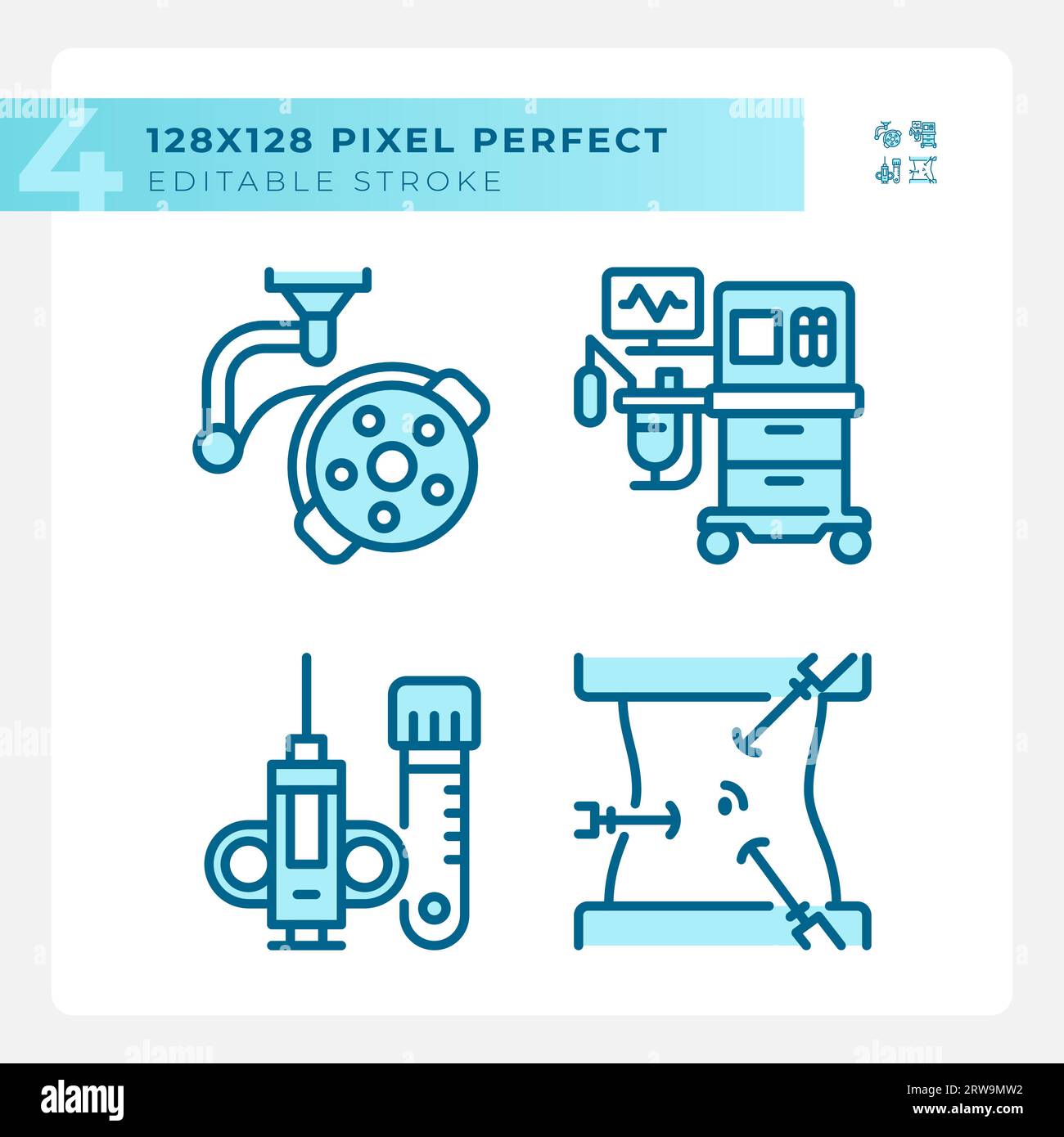 Surgical equipment pixel perfect light blue icons Stock Vector Image ... Surgical equipment pixel perfect light blue icons Stock Vector Image ...