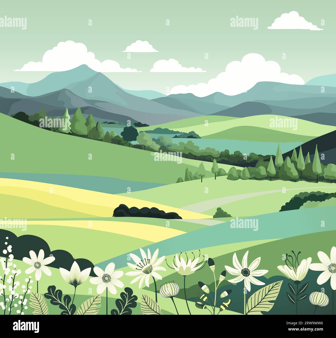 Forest hills fields Stock Vector Images - Alamy