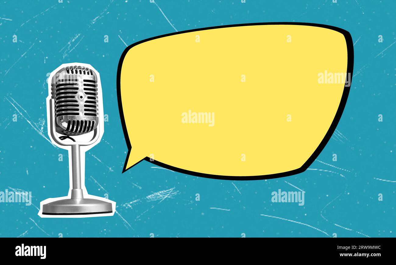 Creative Photo Art Collage Poster, Vintage Microphone, and a Message ...