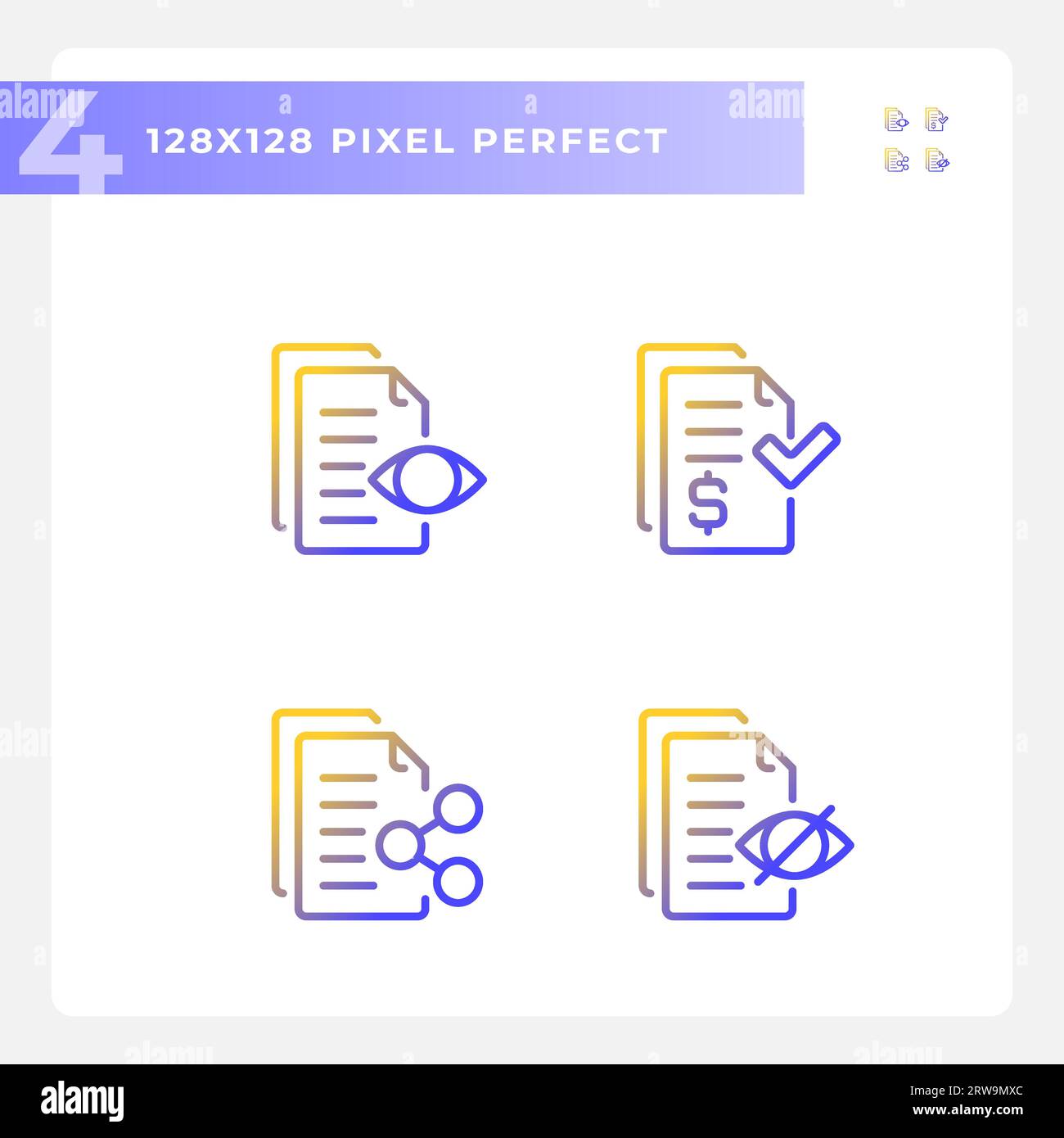 Pixel perfect gradient document line icons set Stock Vector Image & Art ...
