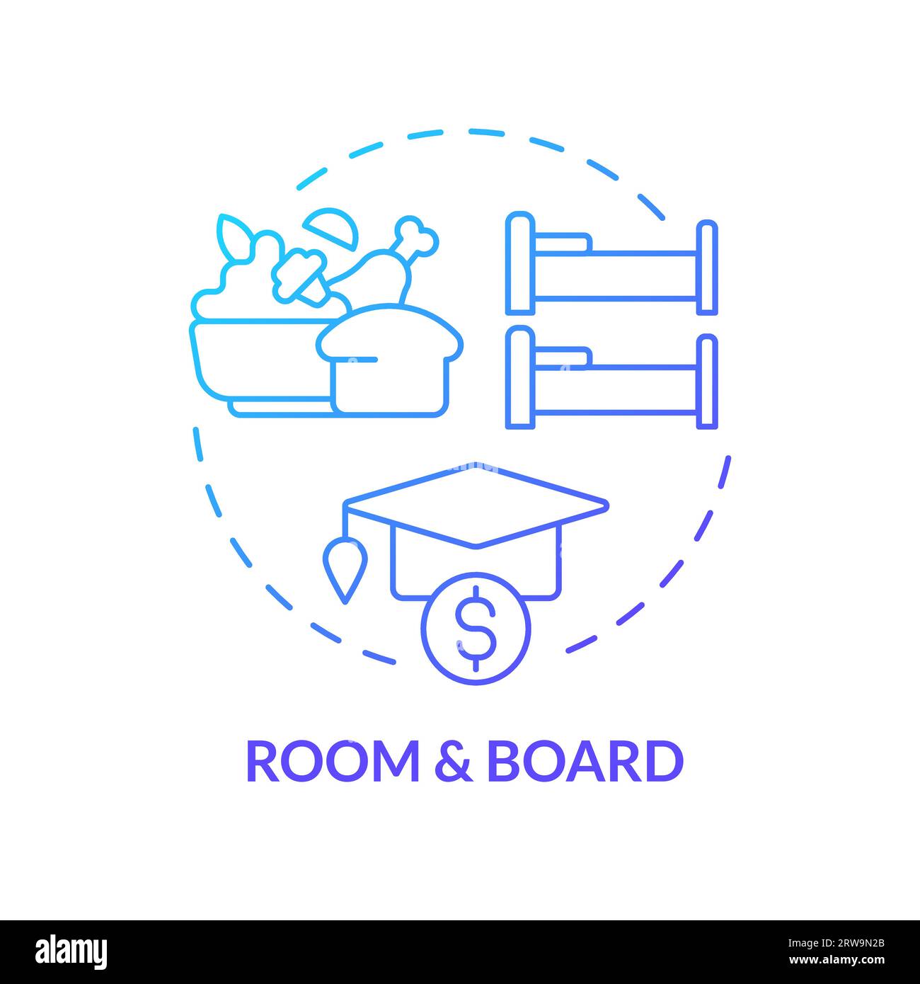 2D room and board gradient thin line icon concept Stock Vector Image ...