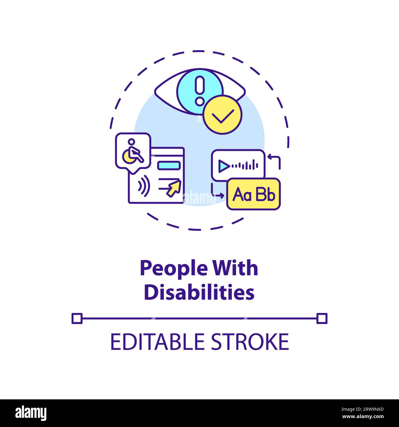 2D customizable people with disabilities line icon concept Stock Vector ...