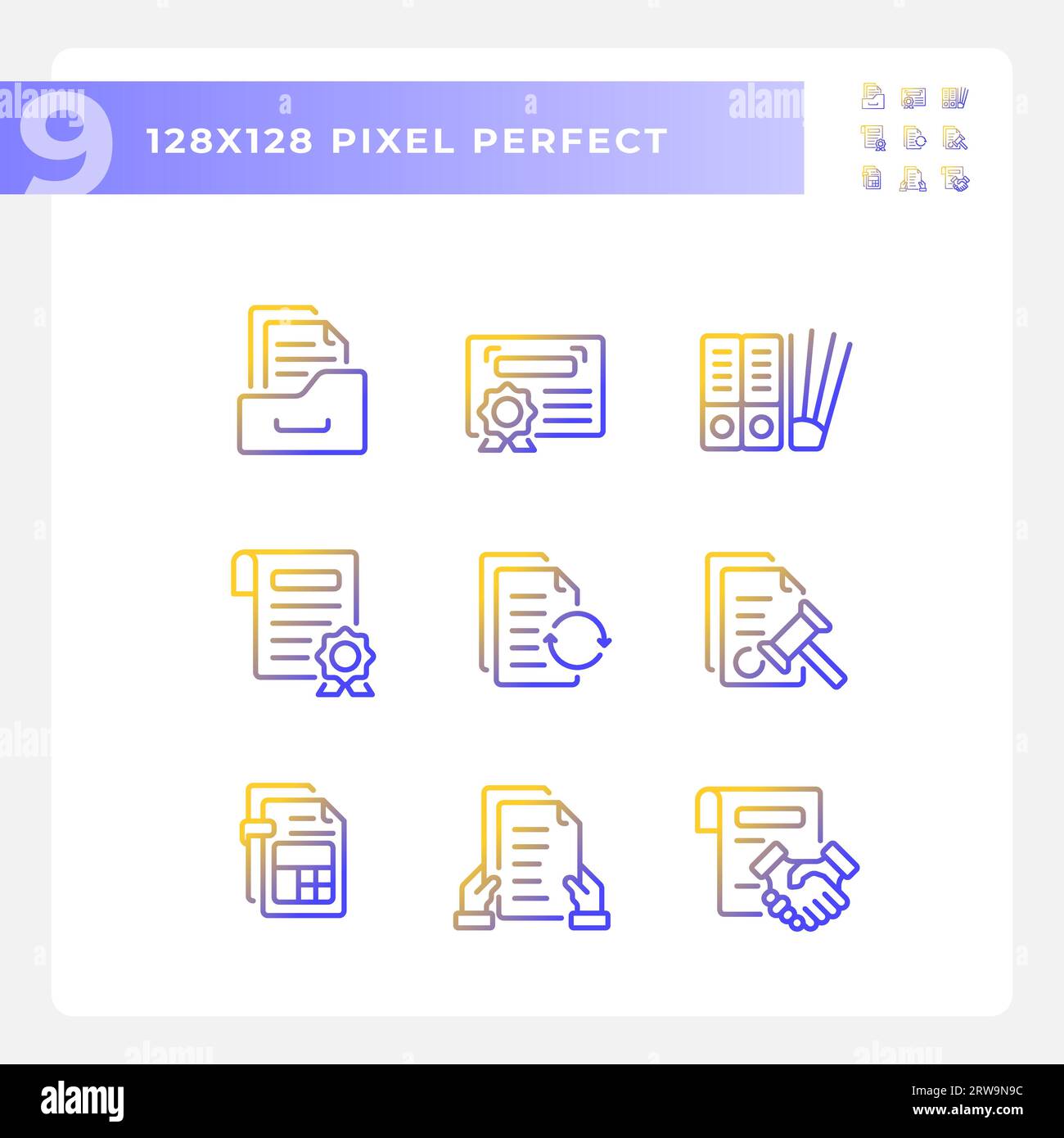 Set of pixel perfect gradient document icons Stock Vector Image & Art ...