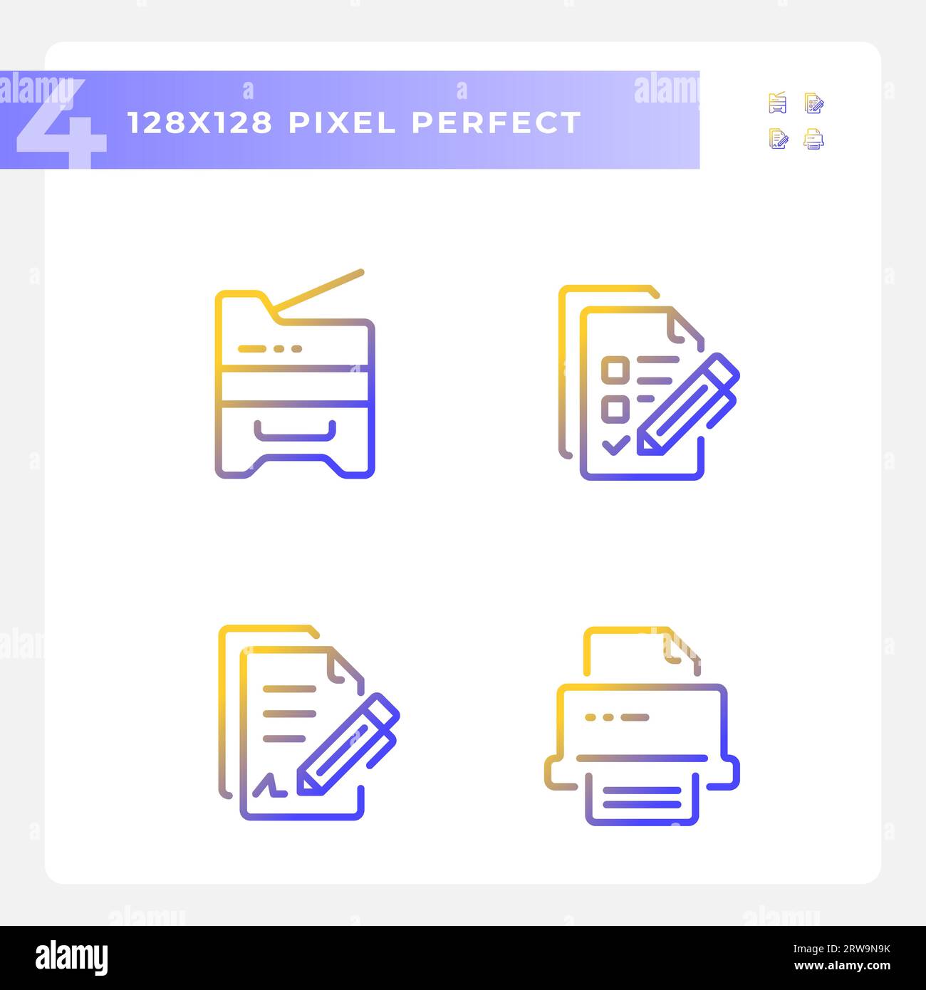 Pixel perfect gradient document icons set Stock Vector Image & Art - Alamy