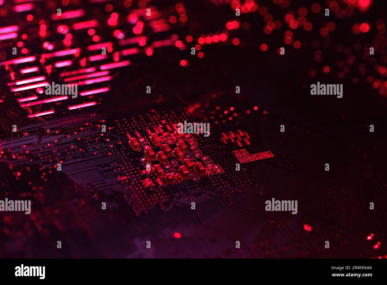 Motherboard close-up with contacts, desktop PC. Computer technology ...