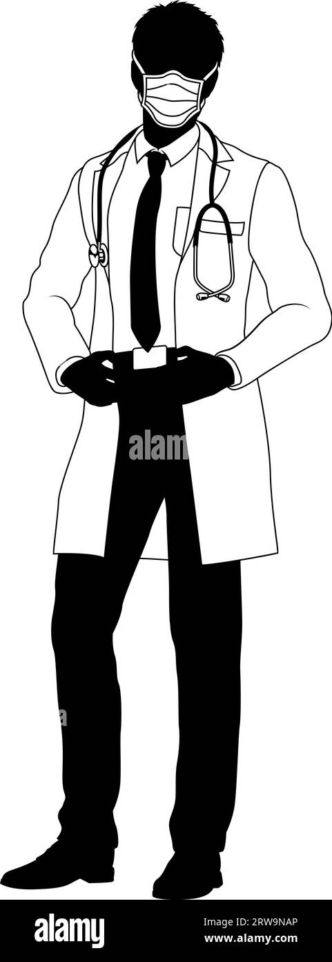 Doctor Man Medical Silhouette Healthcare Person Stock Vector Image ...