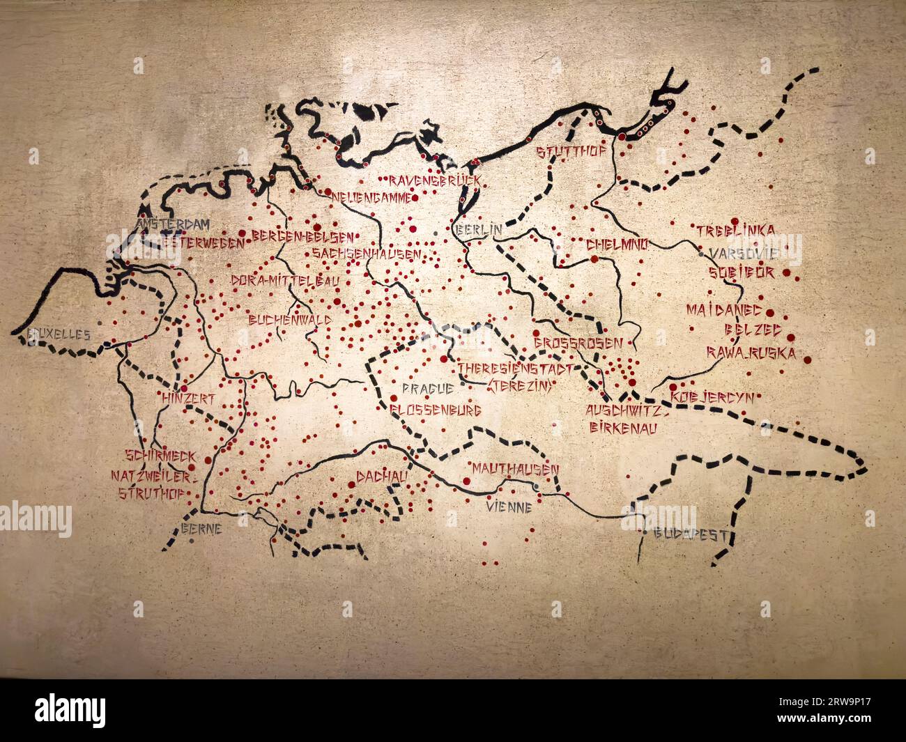 A map carved in the wall inside the Mémorial des Martyrs de la ...