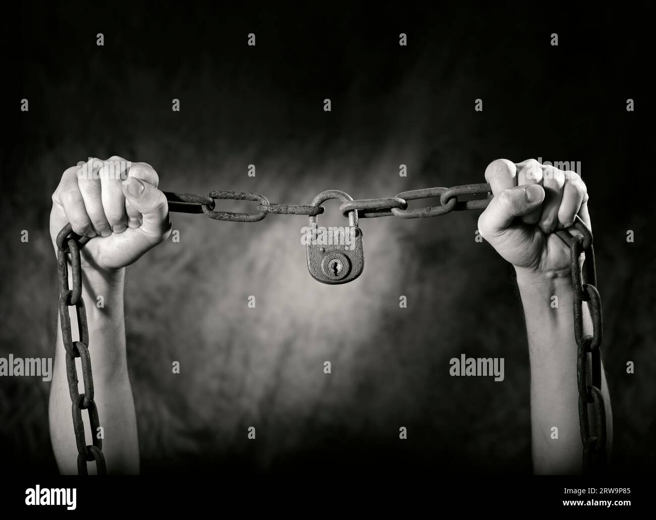 Hands lock chain locked hi-res stock photography and images - Alamy