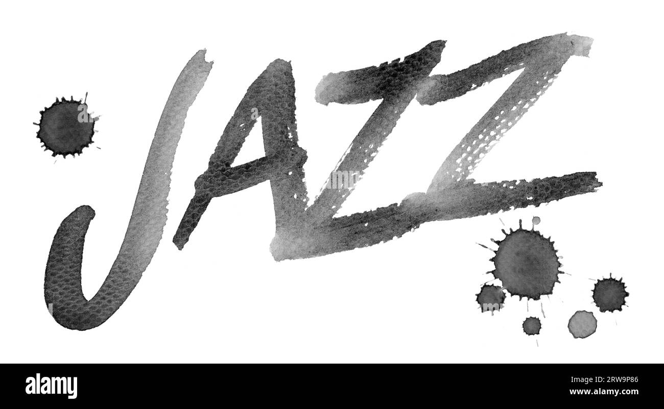 Word JAZZ painted on paper with a brush. Add colour according to your ...