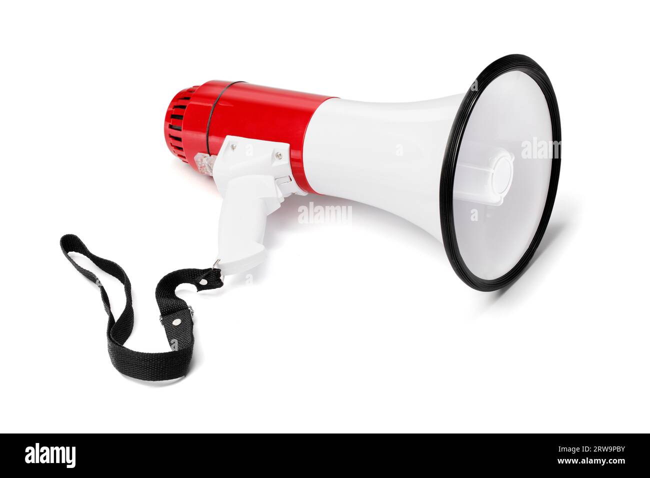 Red and white megaphone isolated on white with natural shadows Stock ...