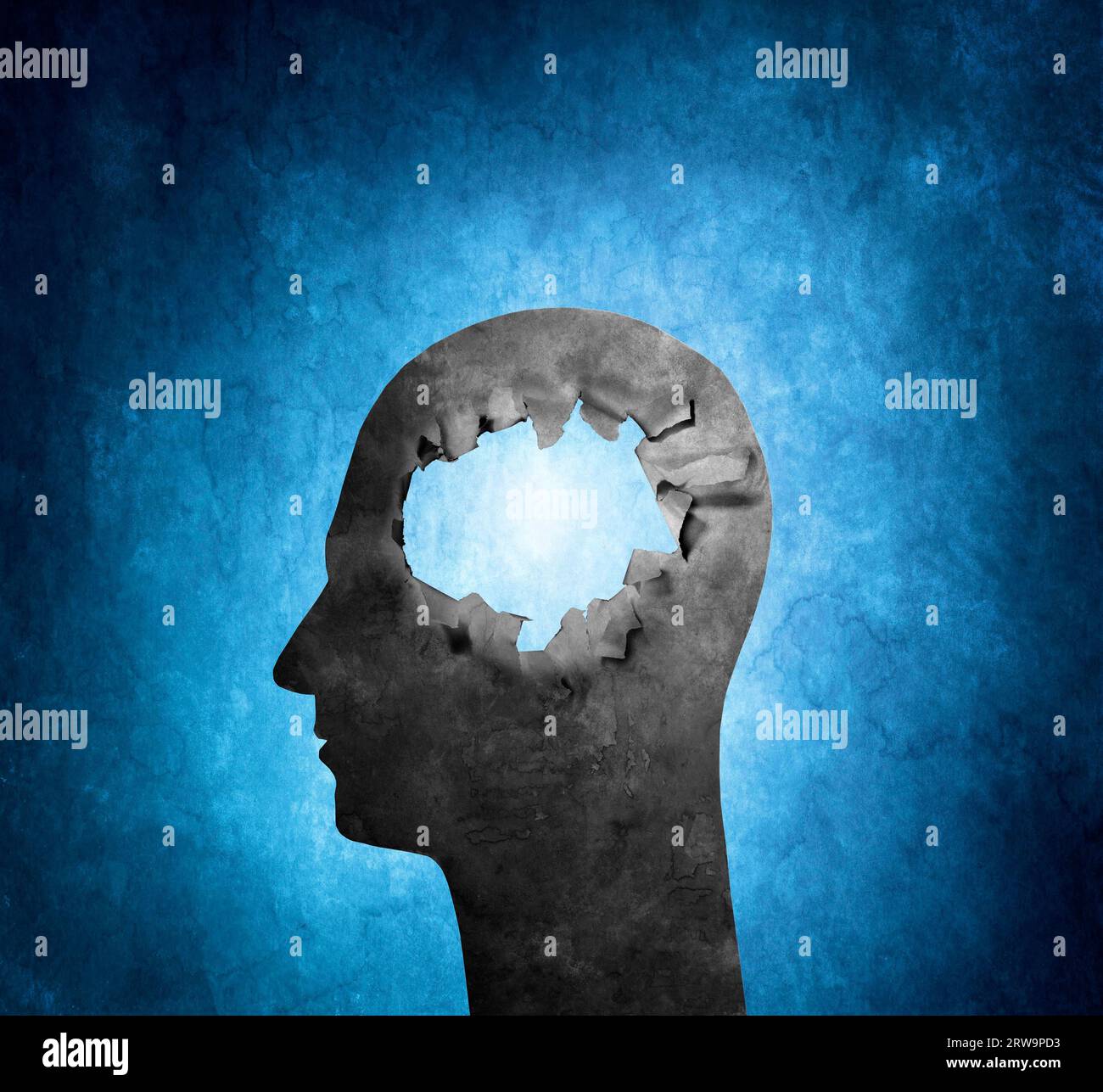 Conceptual image of a cardboard head with a hole Stock Photo - Alamy