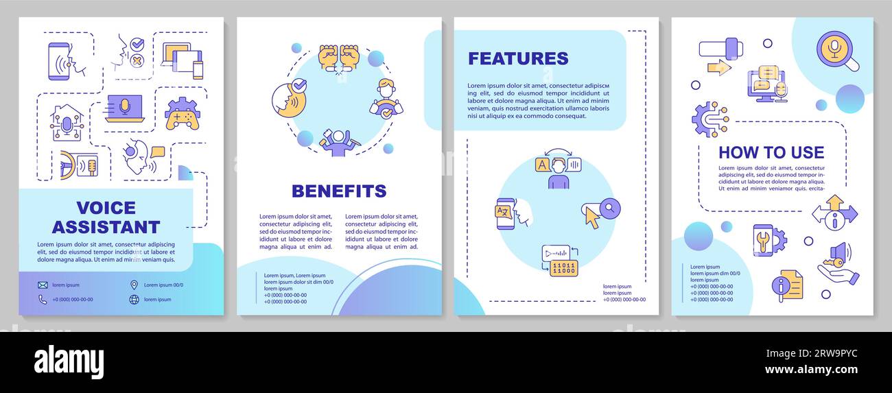 2D brochure with voice assistant linear icons Stock Vector Image & Art ...