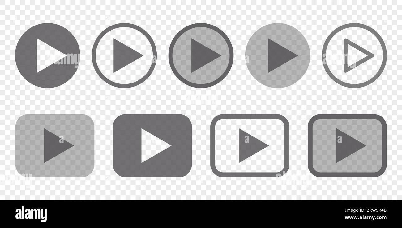 Video player button on transparent baclground. Vector arrow sign for ...
