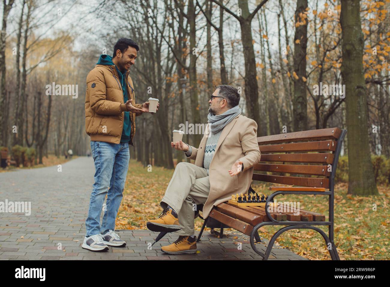 Multicultural friendship of people of different ages. A meeting of two ...