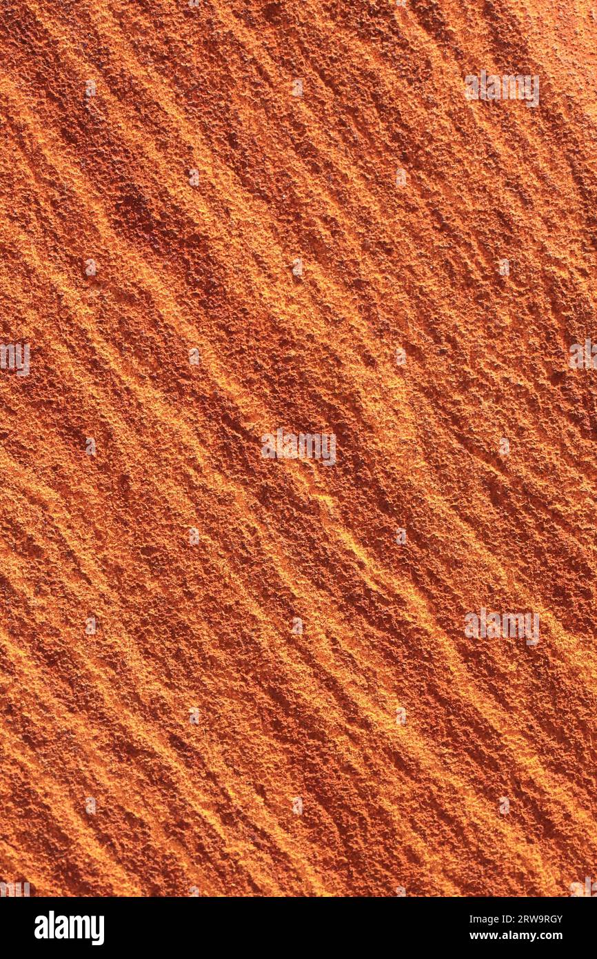 Red patina, rust deposit on non-stainless steel, format-filling in the ...