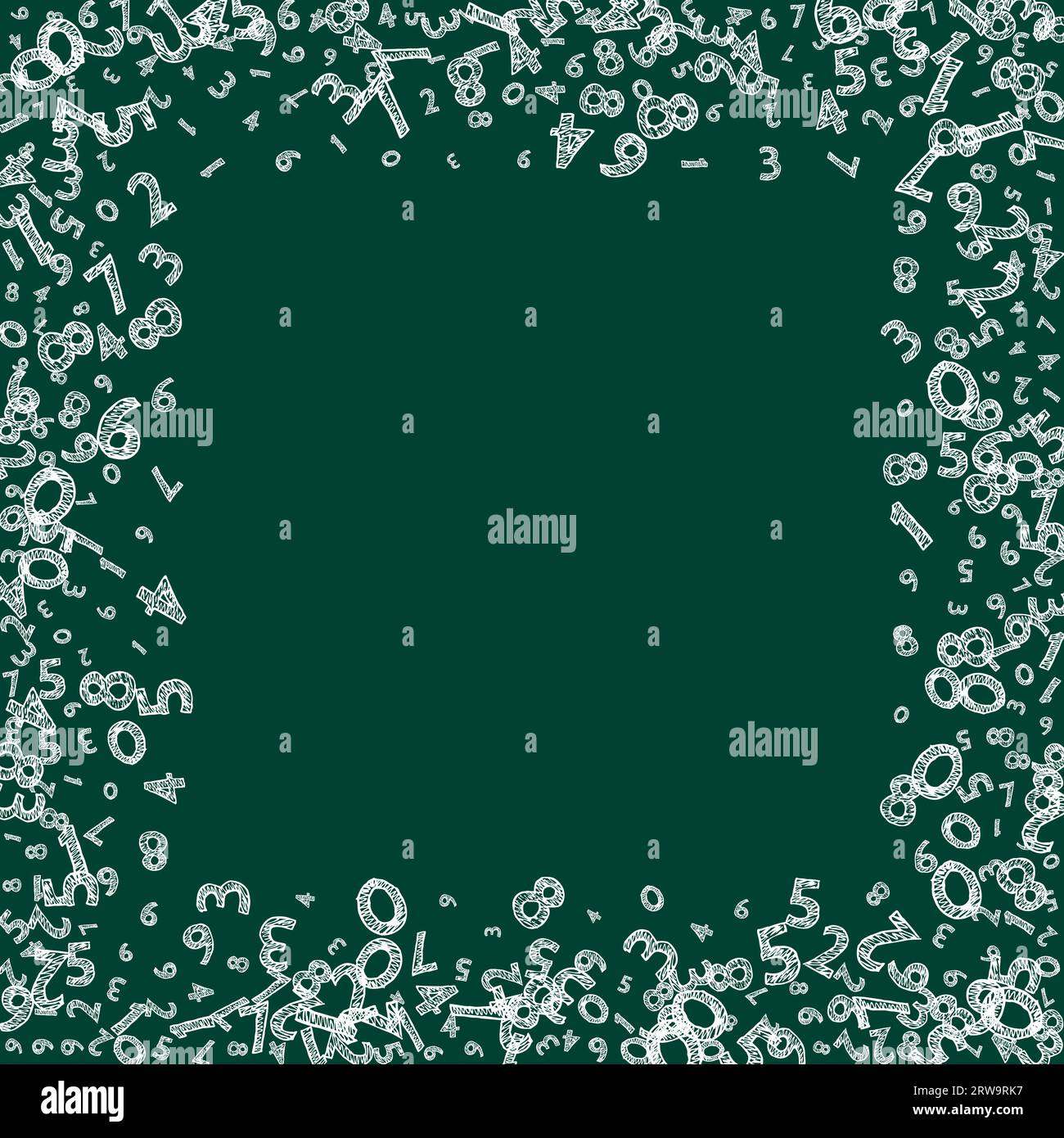 Falling childish chalk numbers. Math study concept with flying digits ...