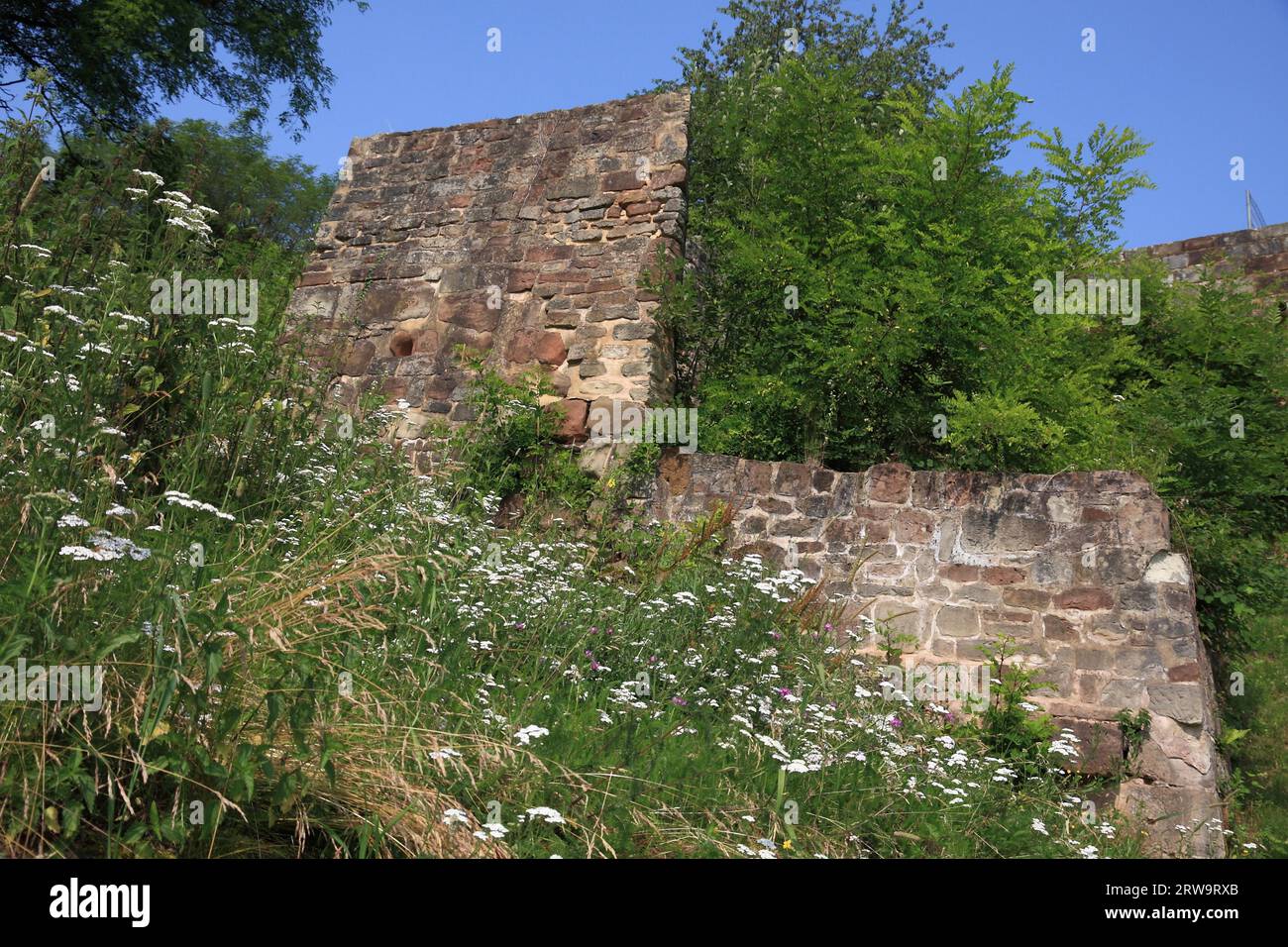 Partial view of Neufelsberg Castle also called Teufelsburg in Felsberg ...