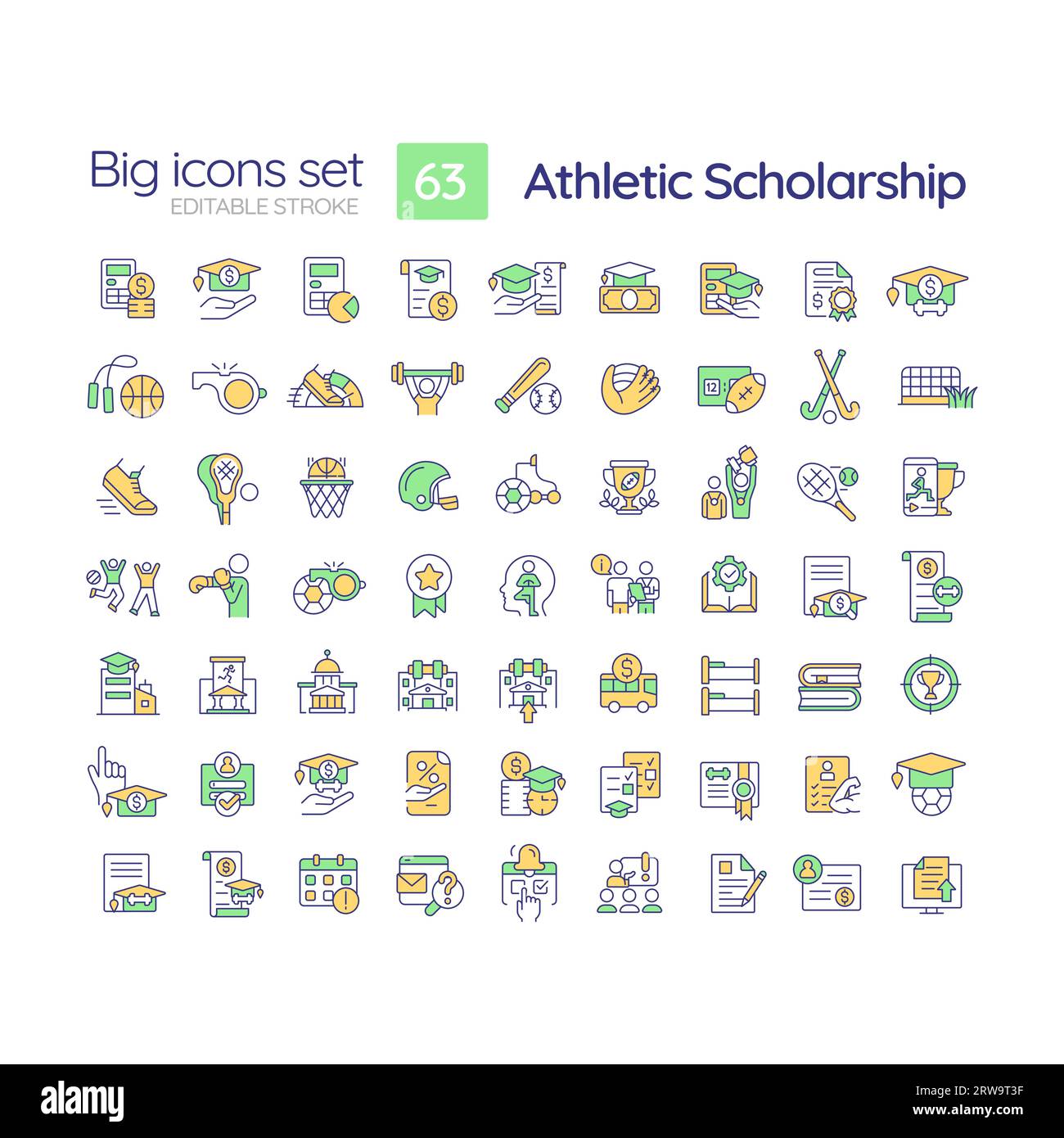 Editable multicolor big icon set for athletic scholarship Stock Vector ... Editable multicolor big icon set for athletic scholarship Stock Vector ...