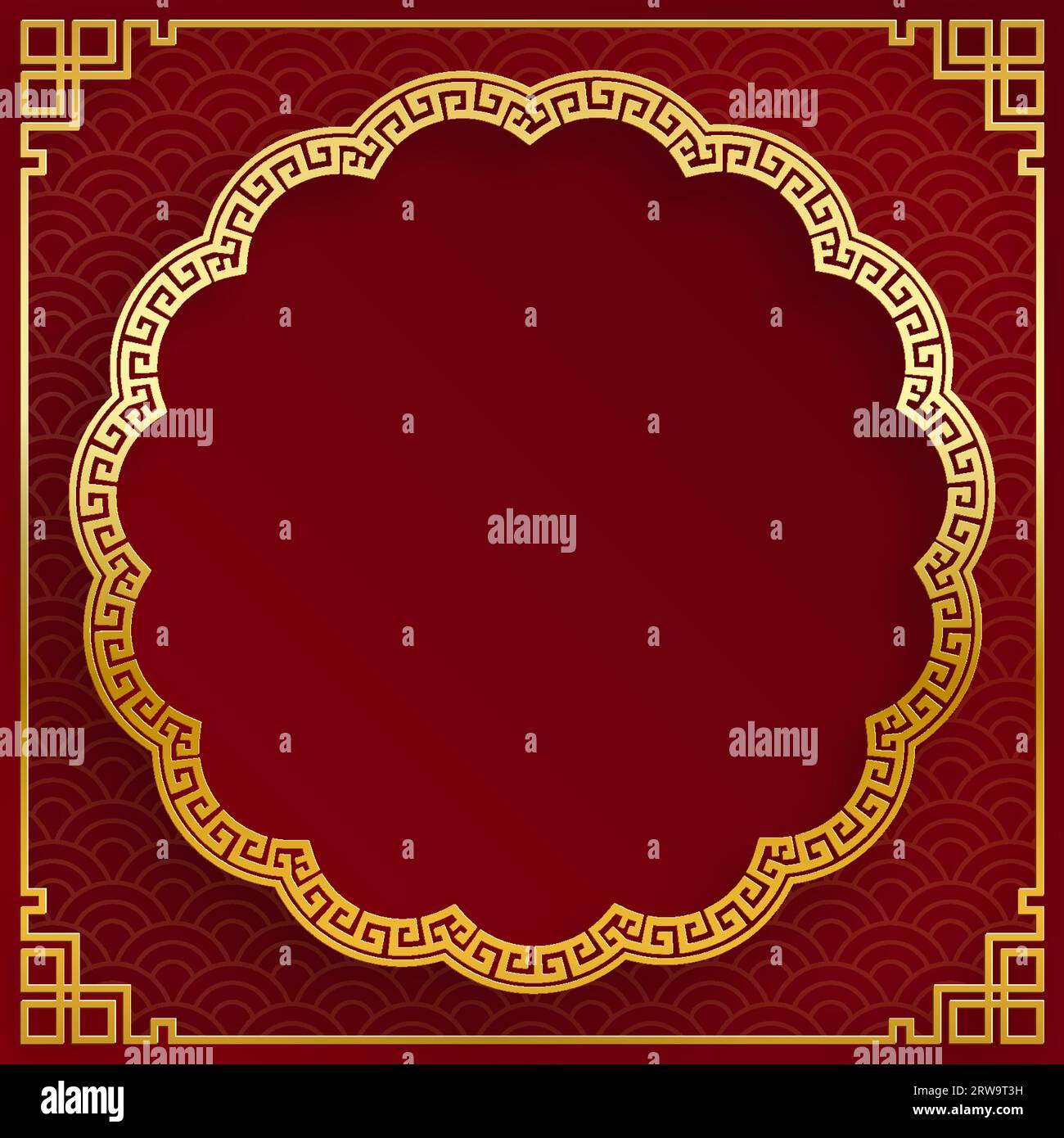 Chinese frame with oriental Asian elements on color background, for ...