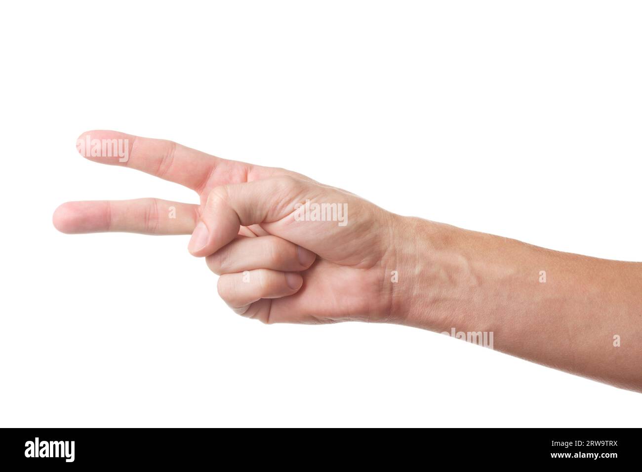 Hand gesture with two fingers isolated on white background Stock Photo ...