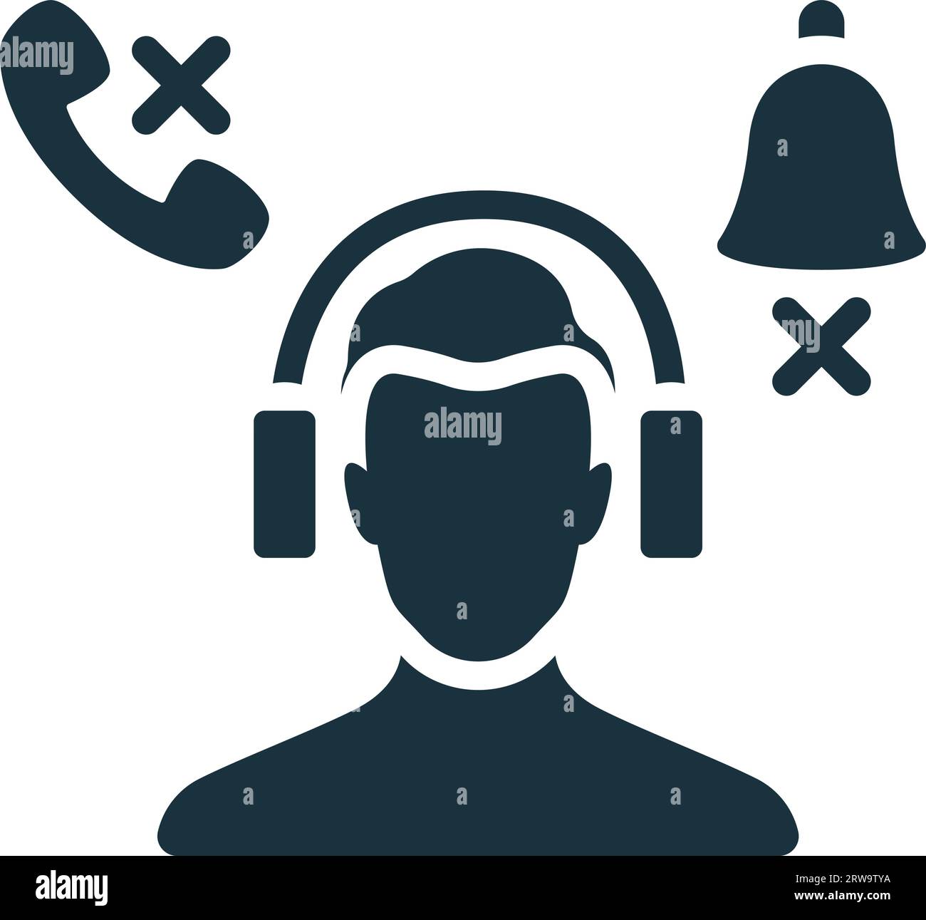 Distraction-free icon. Monochrome simple sign from productivity ...