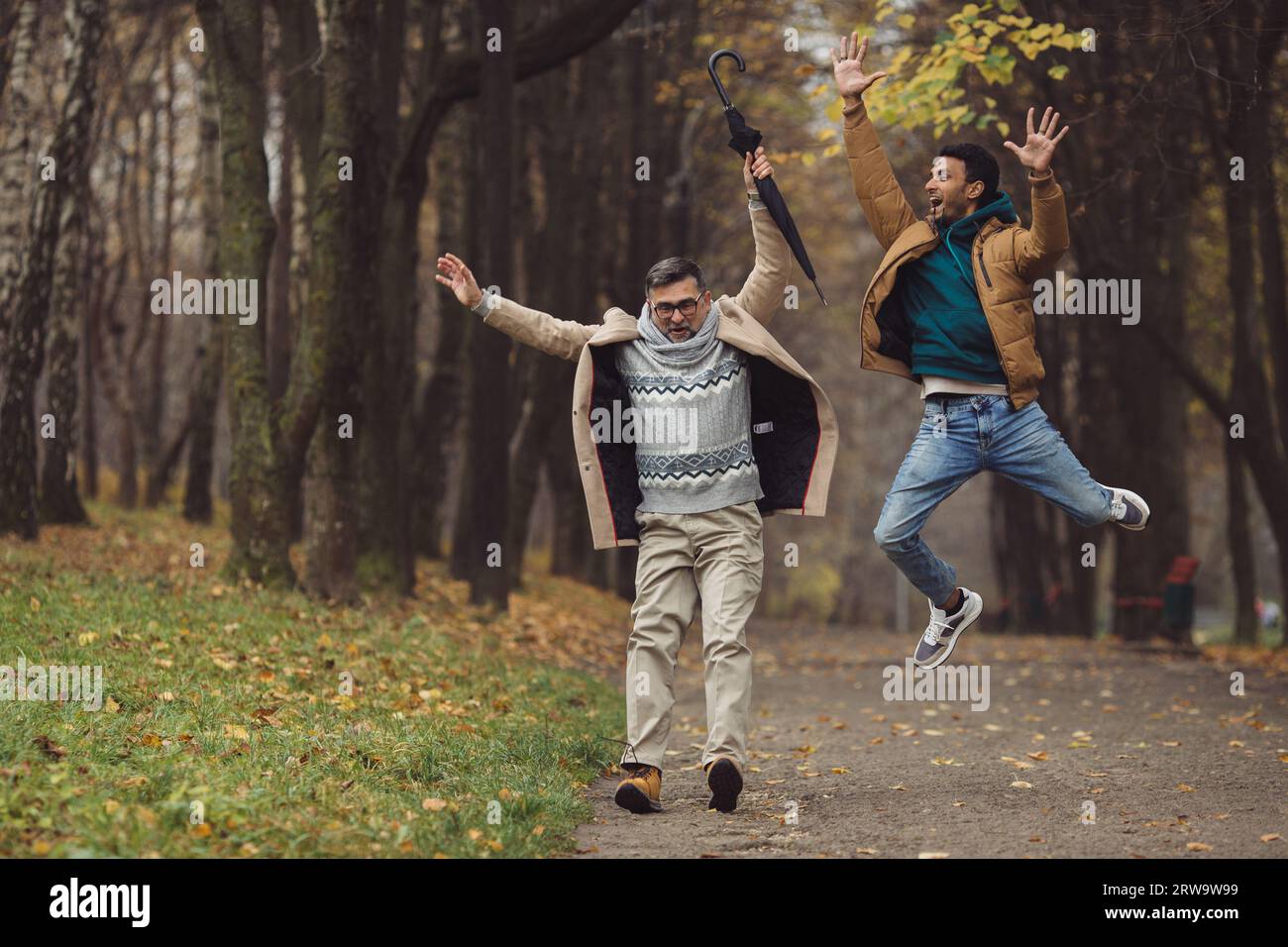 Multicultural friendship of people of different ages. Friends have fun ...