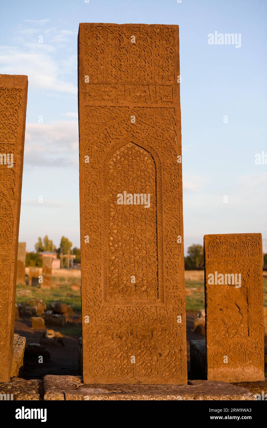 Tombstone in Ahlat historic cemetery, Turkey Stock Photo - Alamy