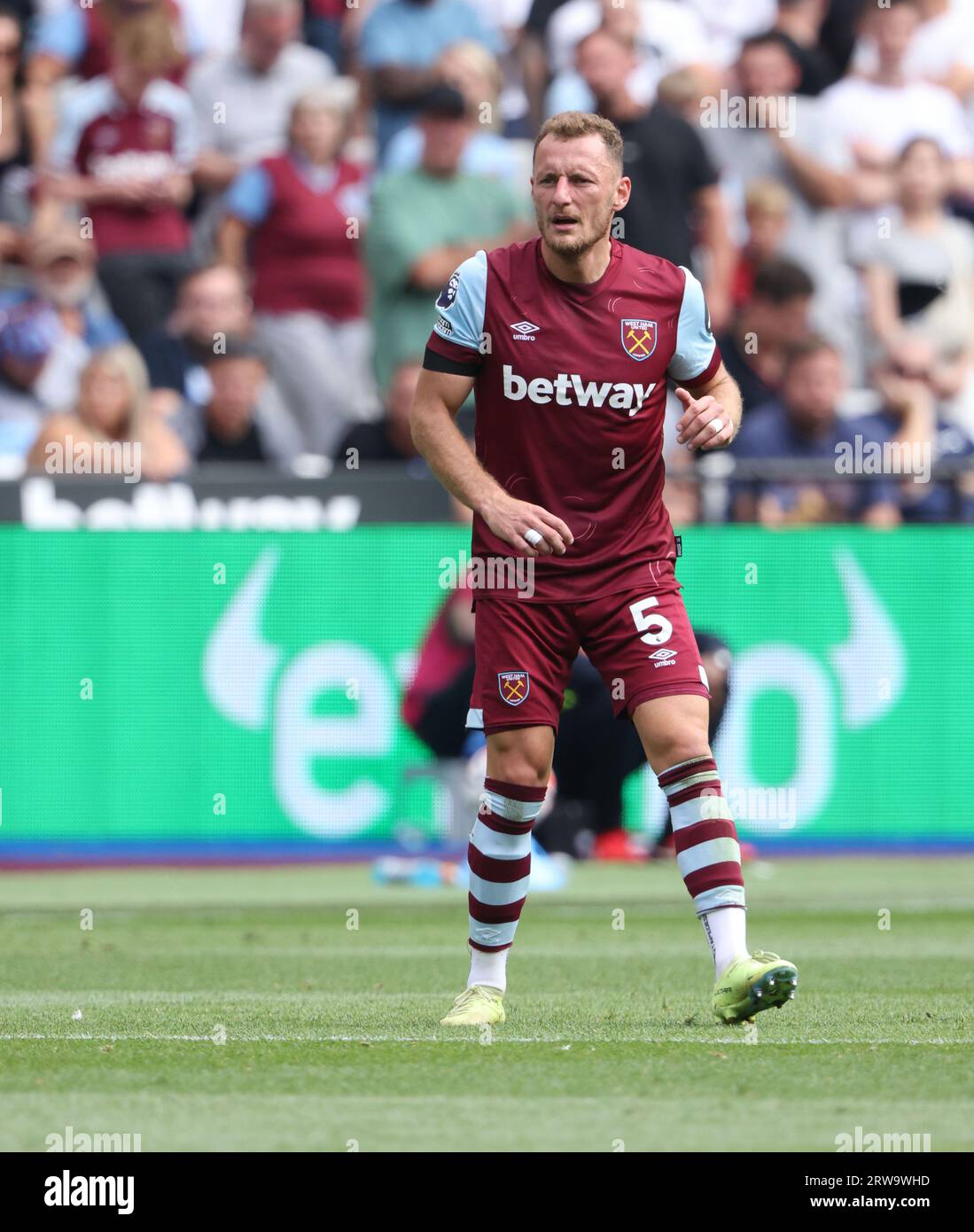 London, UK. 16th Sep, 2023. Vladimir Coufal (WHU) at the West Ham ...