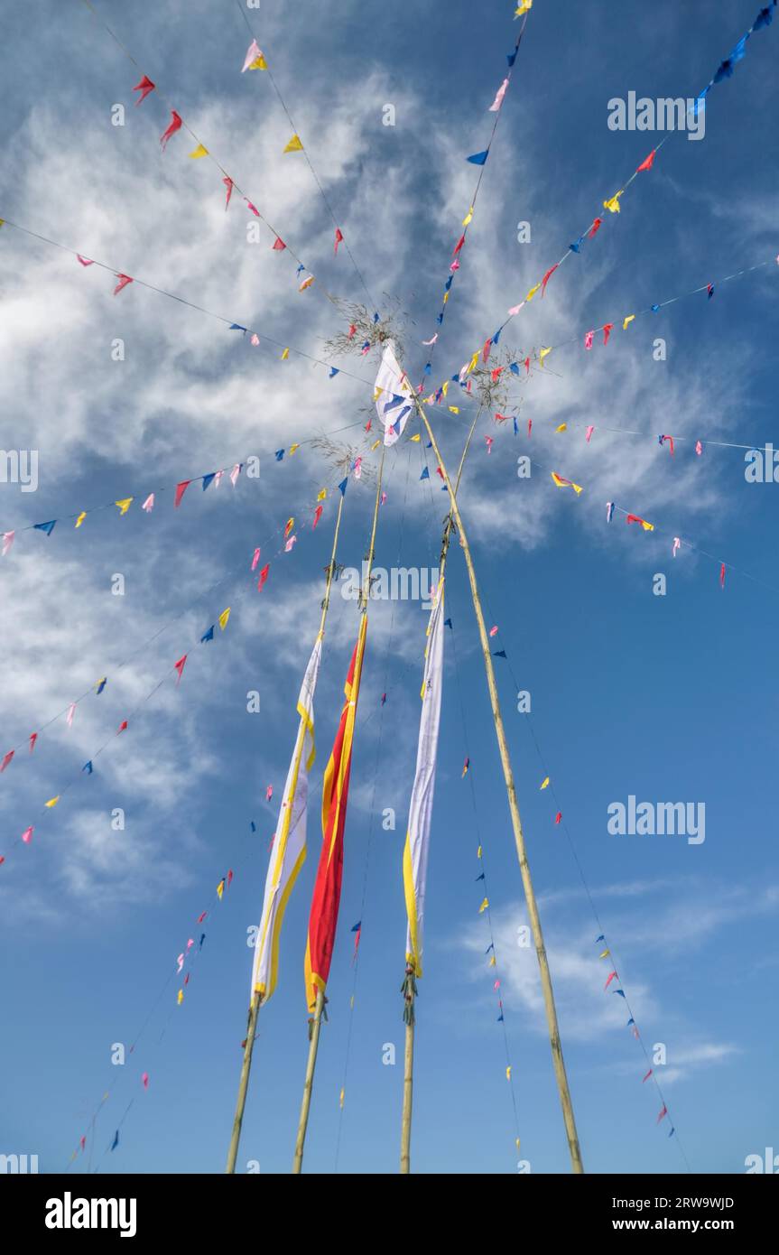 Colorful buddhist prayer flags in Pathivara Devi, Nepal Stock Photo - Alamy