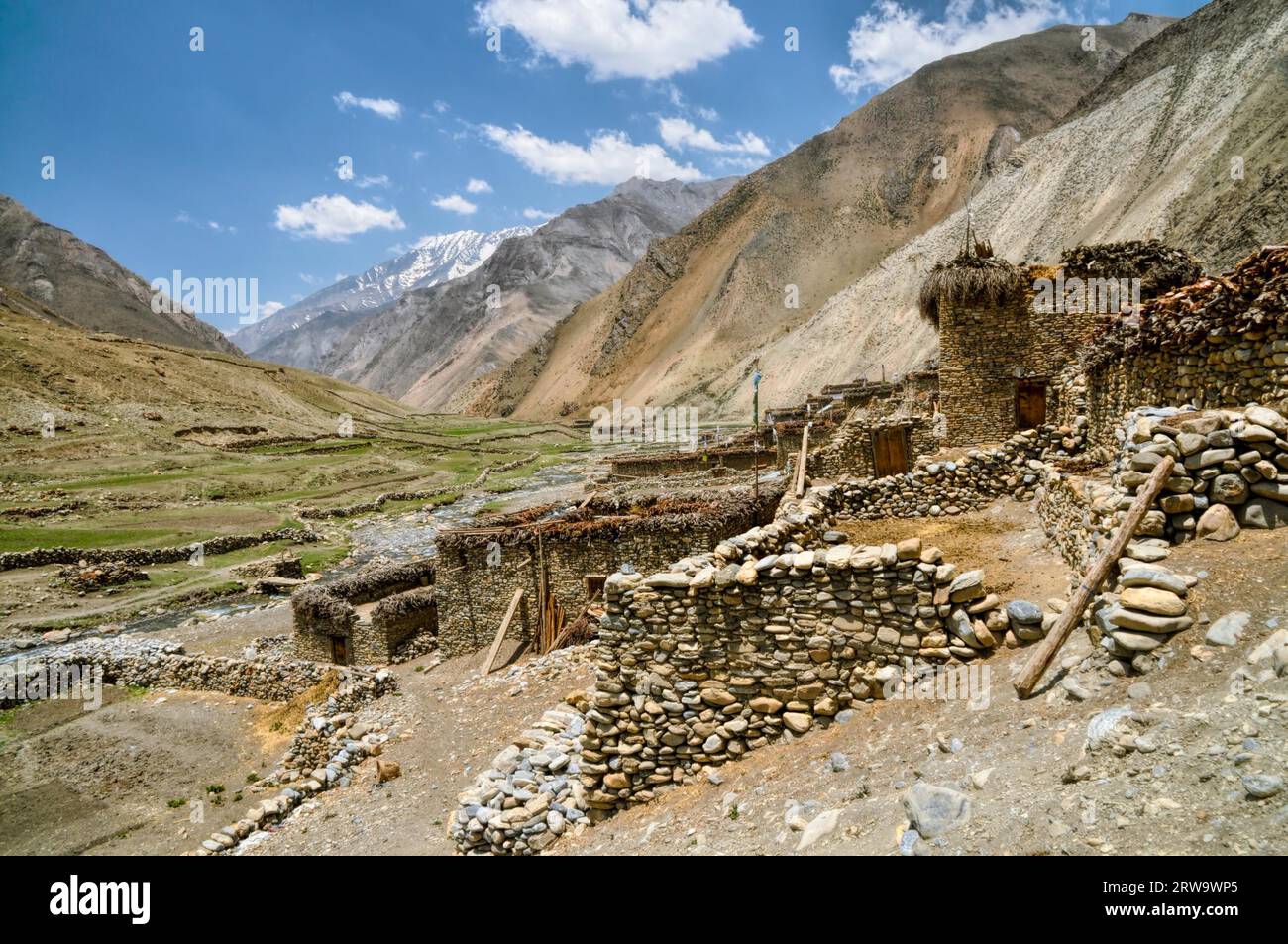 Scenic old traditional village in Himalayas mountains in Nepal Stock ...