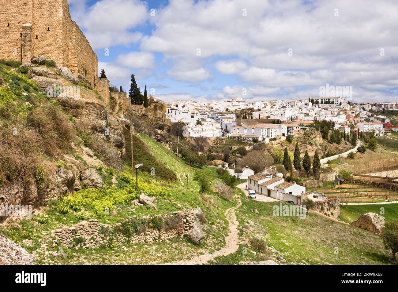 Scenic Andalusia countryside around White Town (Pueblo Blanco) of Ronda ...